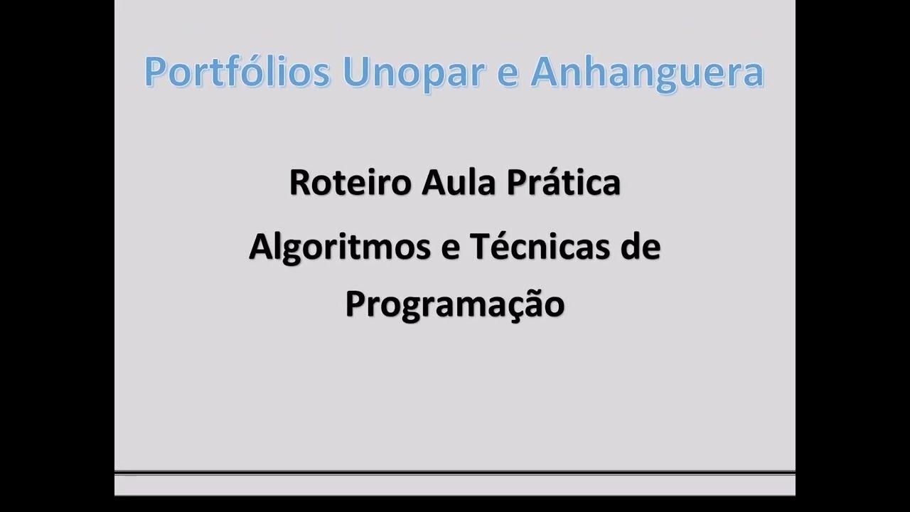 Roteiro Aula Prática Algoritmos e Técnicas de Programação - YouTube