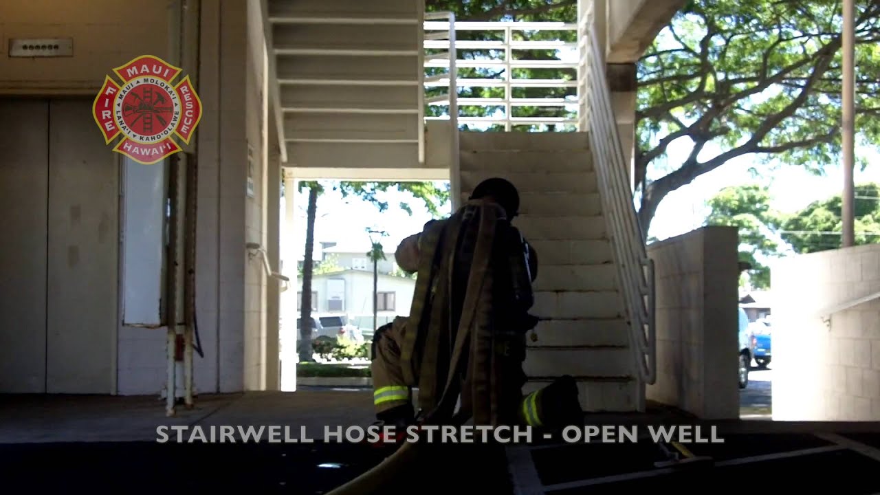 HOSE DEPLOYMENT / STAIRWELL HOSE STRETCH - OPEN WELL - YouTube