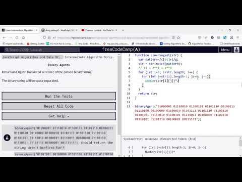 JavaScript Intermediate Algorithms - Decoding binary numbers to ascii indexed strings in ...