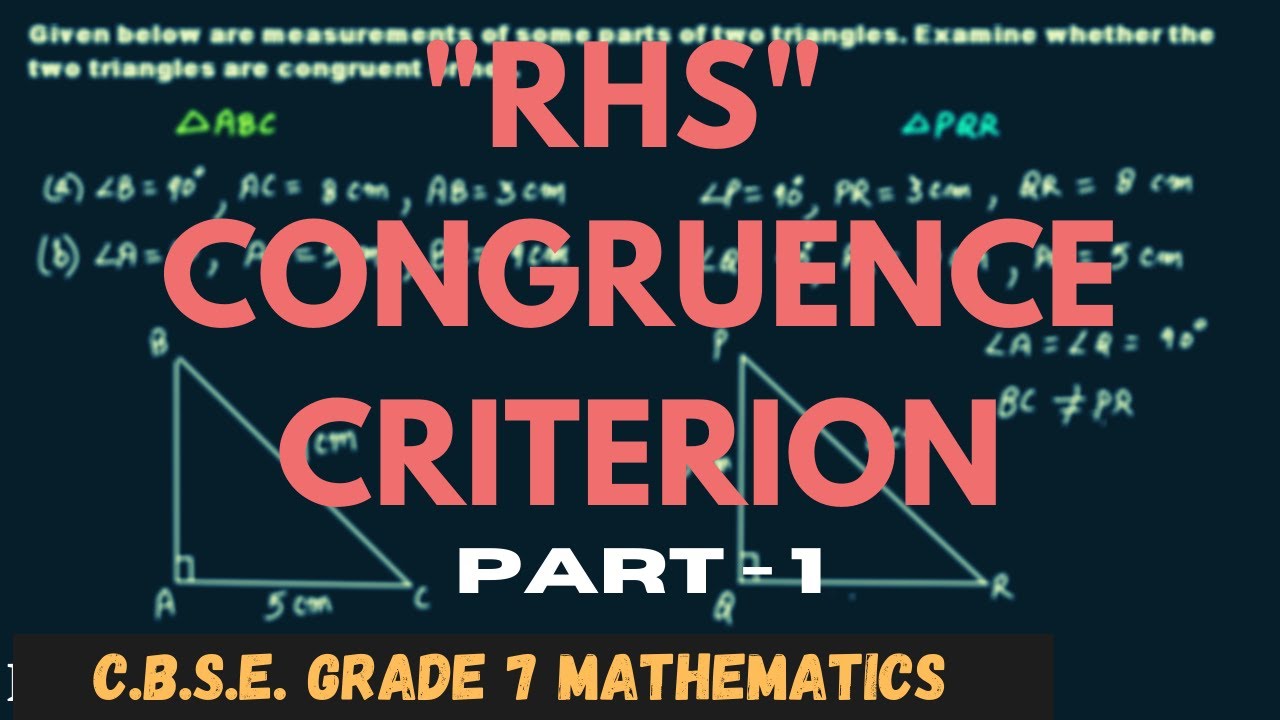 Problems on the RHS Congruence Criterion - Part 1 || Geometry || C.B.S ...