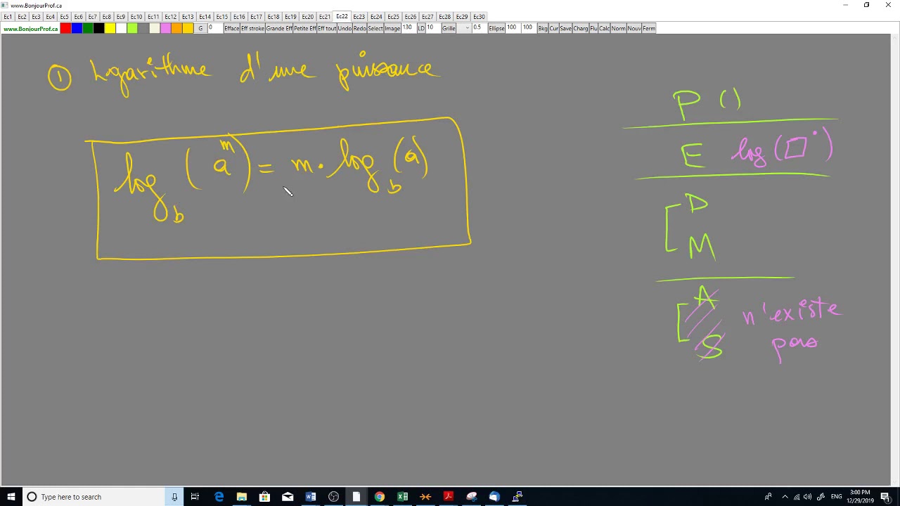 Lois des logarithmes logarithme d'une puissance partie 5 - YouTube