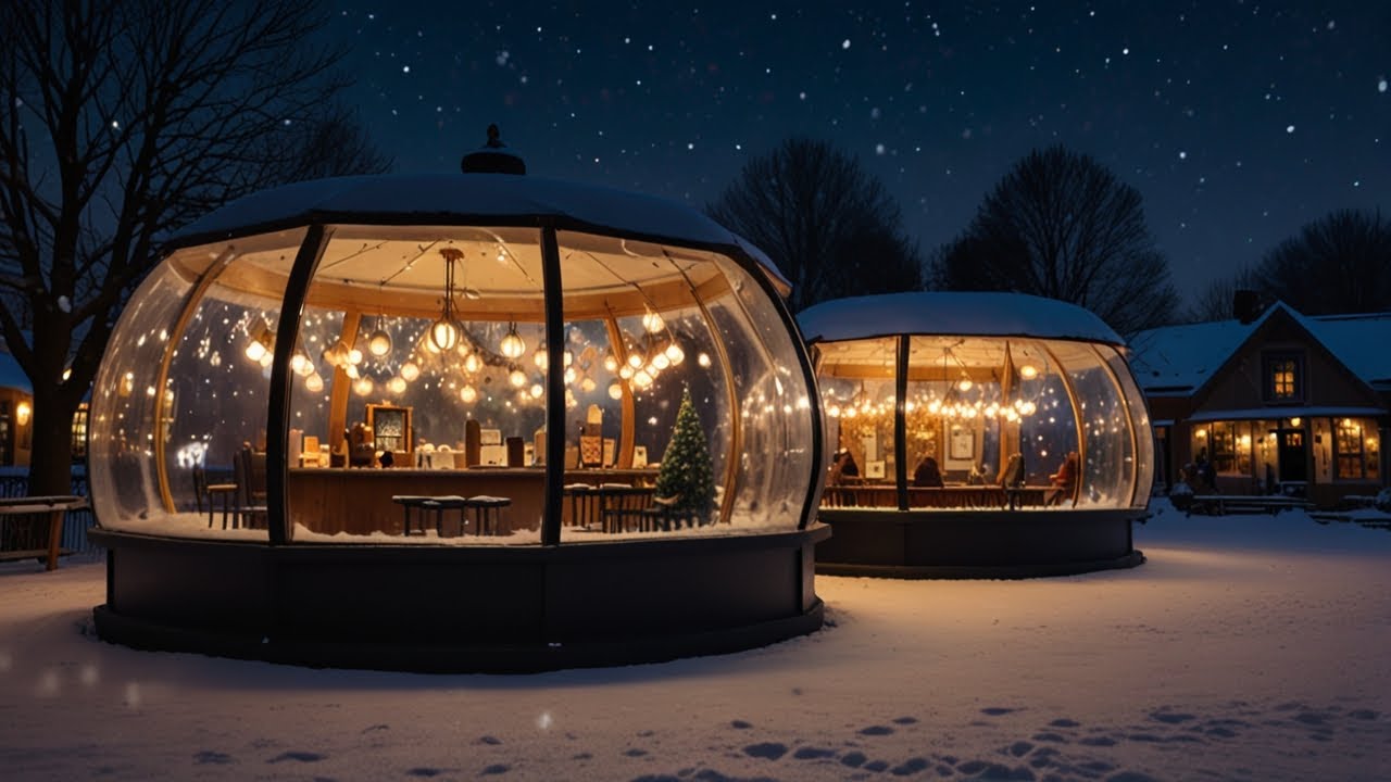 ️ Beautiful Cozy Snow Globe Coffee Shop Ambience | Soft Relaxing Music ...
