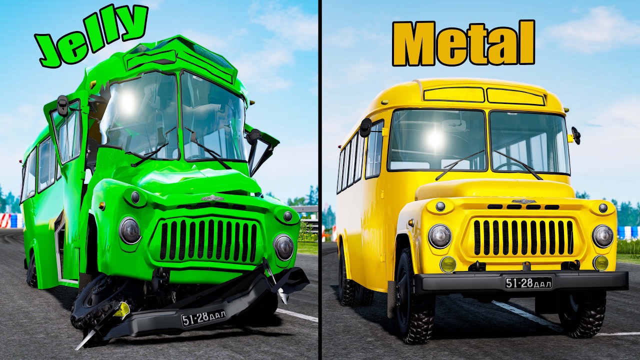 Jelly Car vs Metal Car #10 - Beamng drive - YouTube