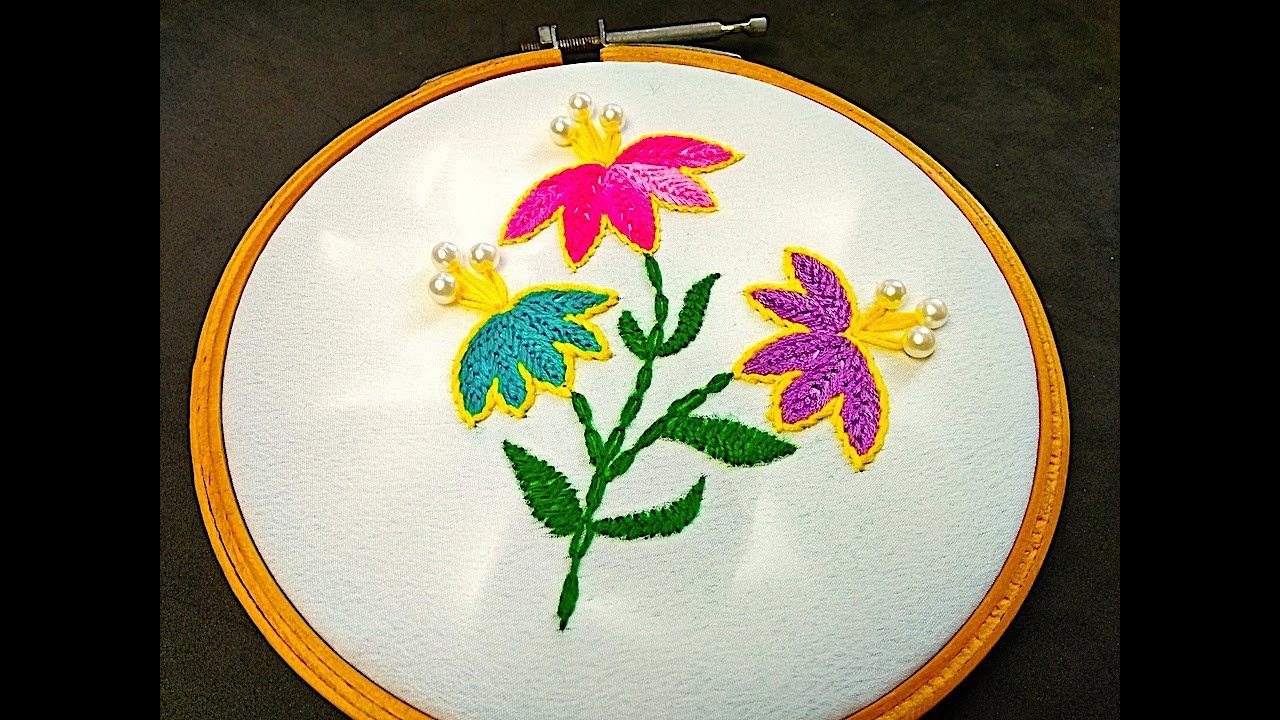 Hand Embroidery | Close Fly Stitch Flowers | Hand Embroidery Designs ...