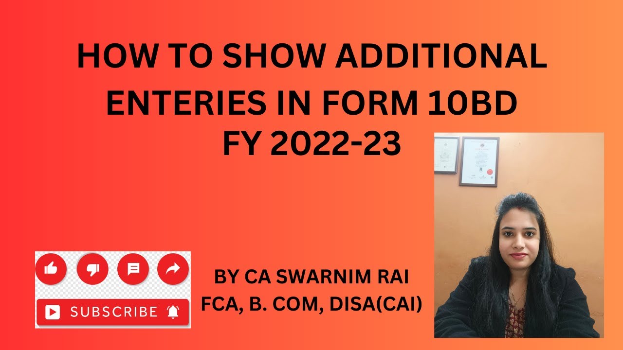 How to ADD NEW Entry in FORM 10BD for FY 2022-23? - YouTube