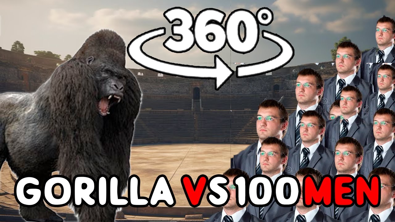 100 MEN VS 1 GORILLA - Arena Battle in 360°VR l video l 4k - YouTube