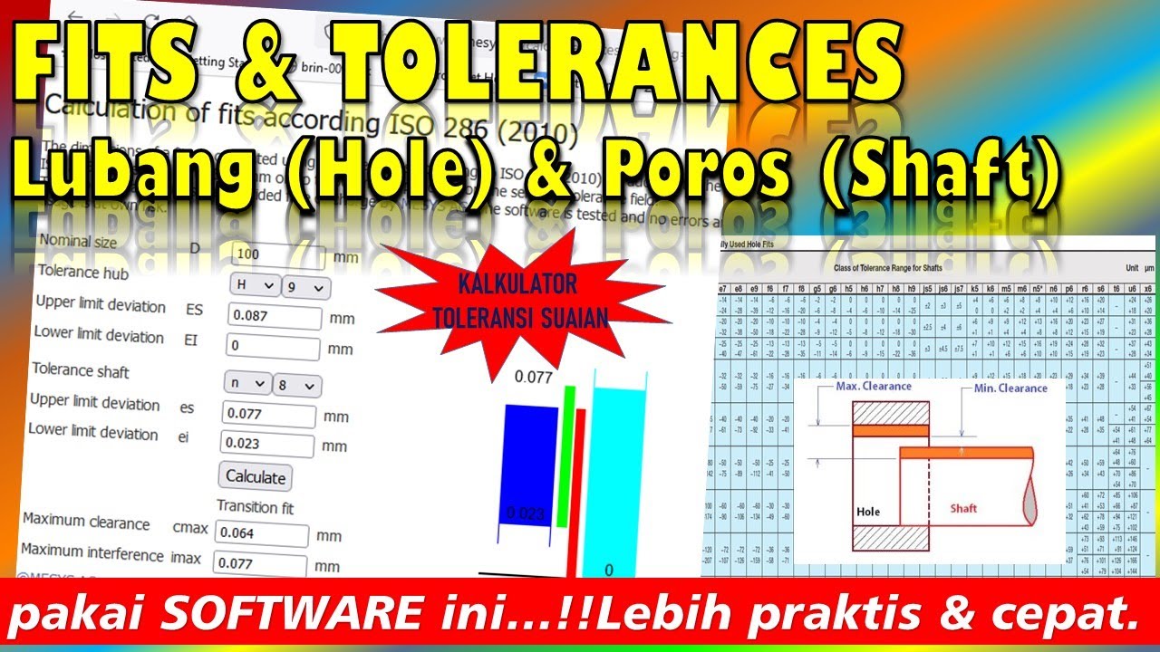 TOLERANSI SUAIAN LUBANG DAN POROS. Pakai Software Praktis Ini..!! - YouTube