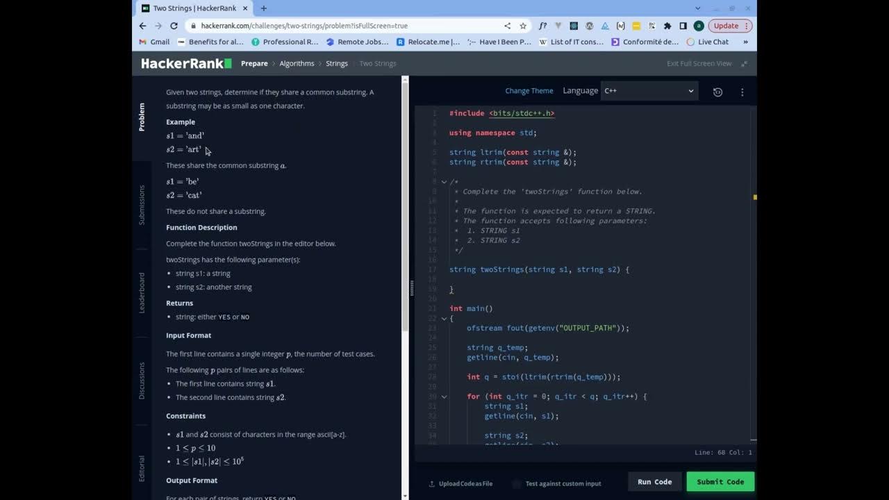 HackerRank : Two Strings - YouTube