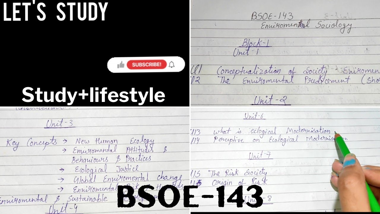 BSOE-143//Important questions of BSOE-143//Environmental sociology ...