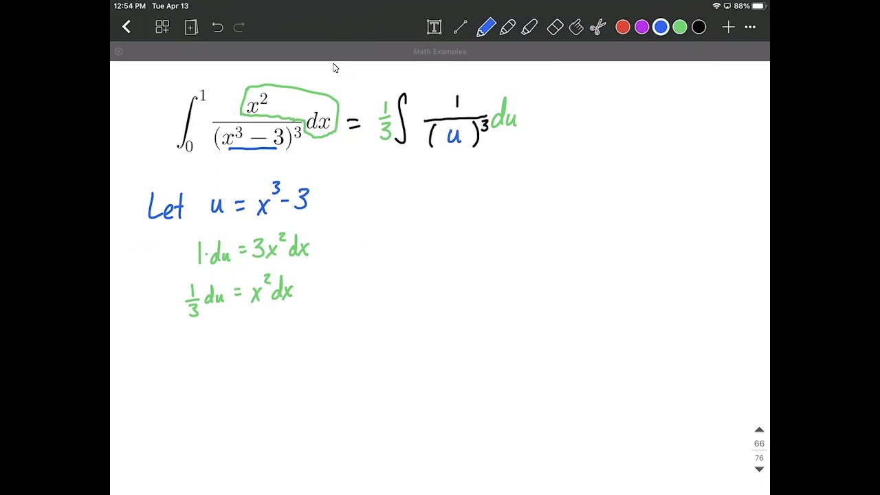u substitution method evaluate definite integral rational function ...
