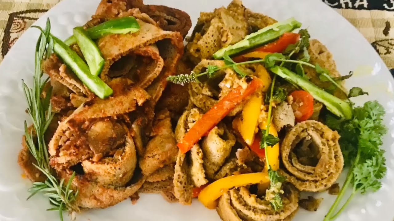 ሁለት አይነት ፍርፍር ያለ በርበሬ | ethiopian food firfir | yefirfir aserar | # ...