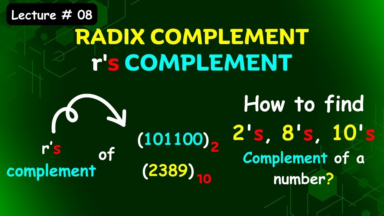 Lecture 08 Radix Complement Rs Complement 2s Complement 8s