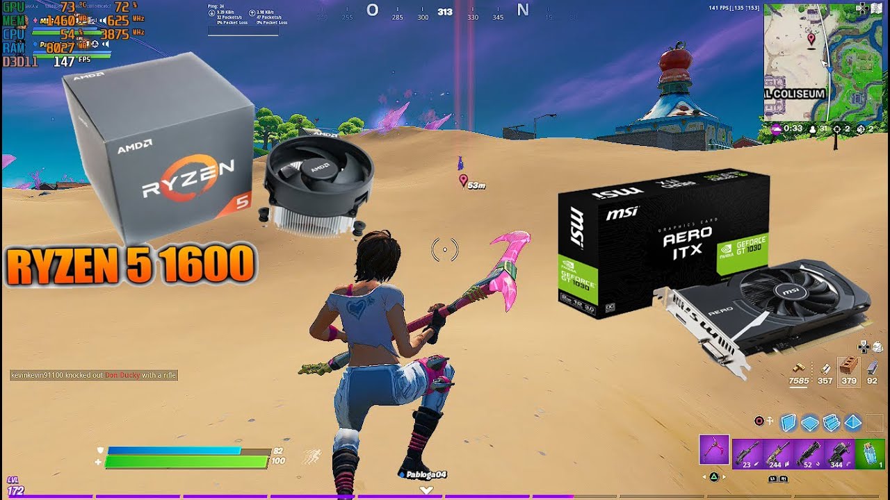 GT 1030 Fortnite Chapter 2 | Performance Mode | Ryzen 5 1600 - YouTube