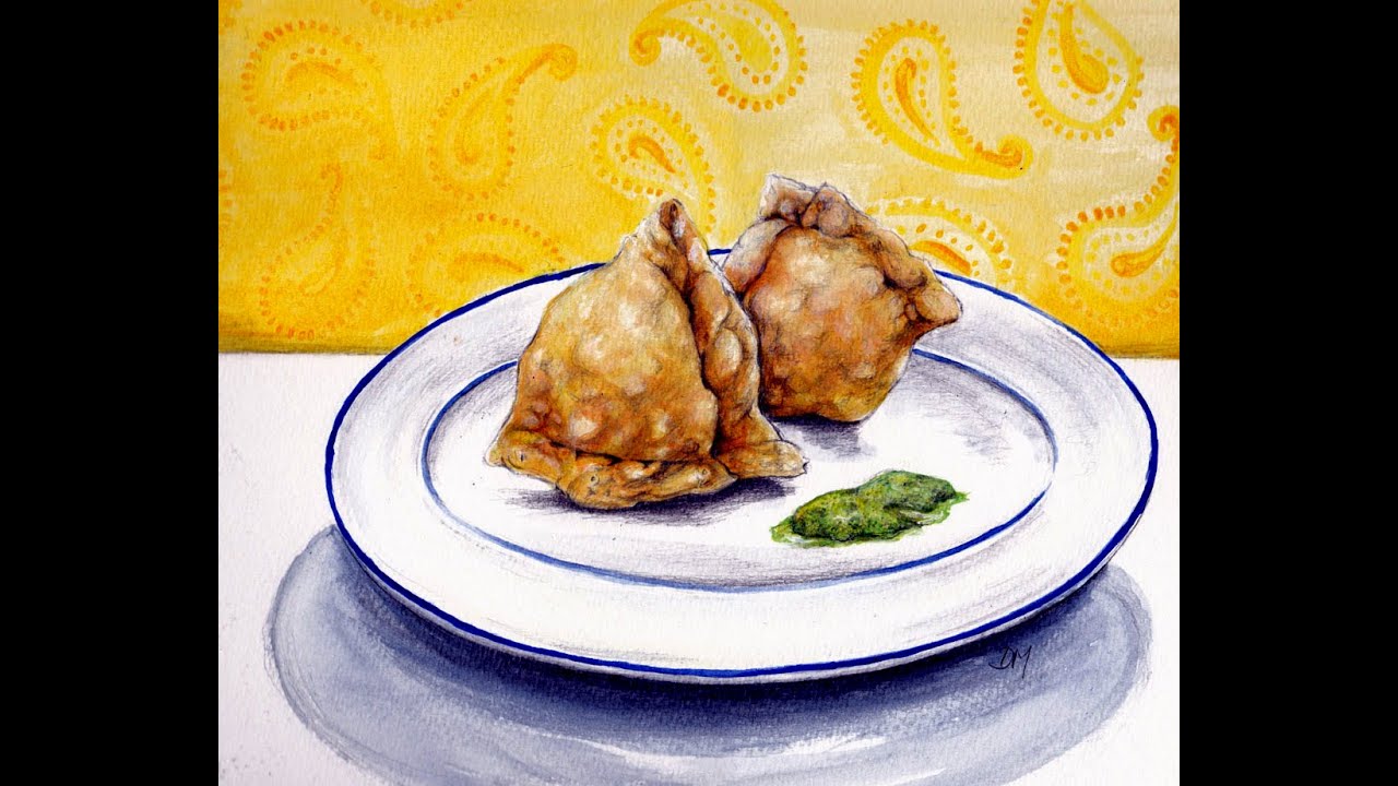 Realstic 3D Drawing Indian Snacks Samosas - YouTube