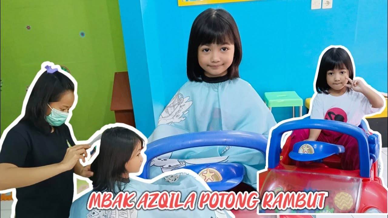 MBAK AZQILA POTONG RAMBUT DI SALON ANAK - YouTube