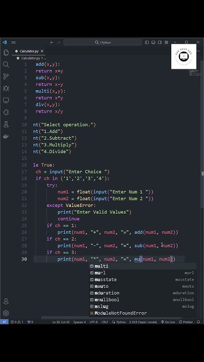 Python Programming In 60 Seconds Basic Arithmetic Calculator Python Pythonprogramming Youtube