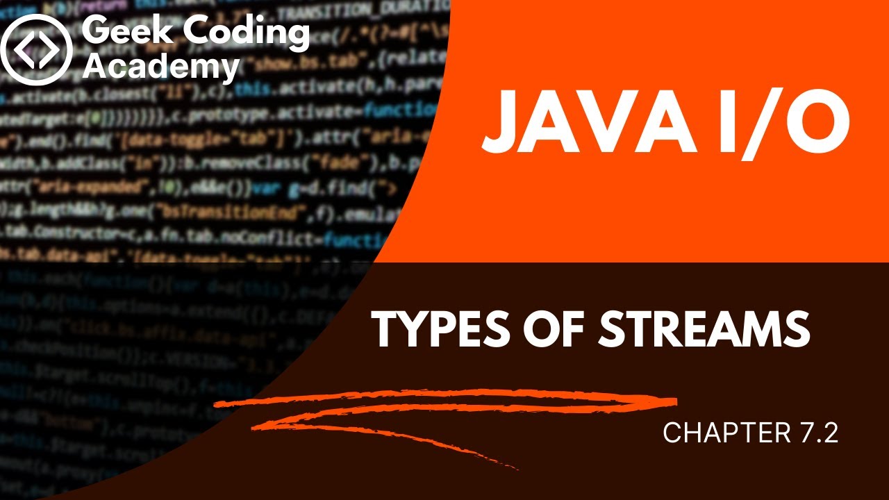 Chapter 7.2 | Java IO | Types of Streams | Java tutorial | Geek coding academy - YouTube