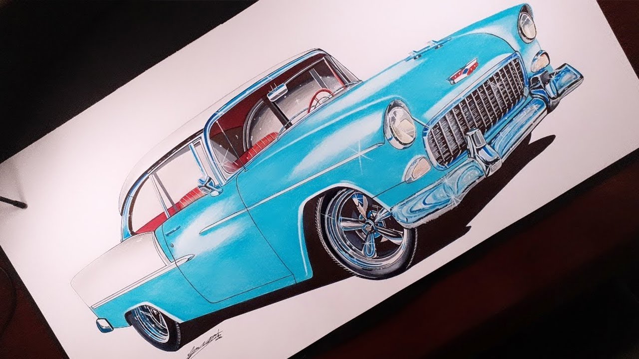 1957 Chevrolet Bel Air | CLASSIC CAR DRAWINGS - YouTube