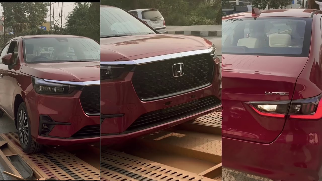 Honda Amaze 2024 New Red Colour Dealership Yard Spied - YouTube