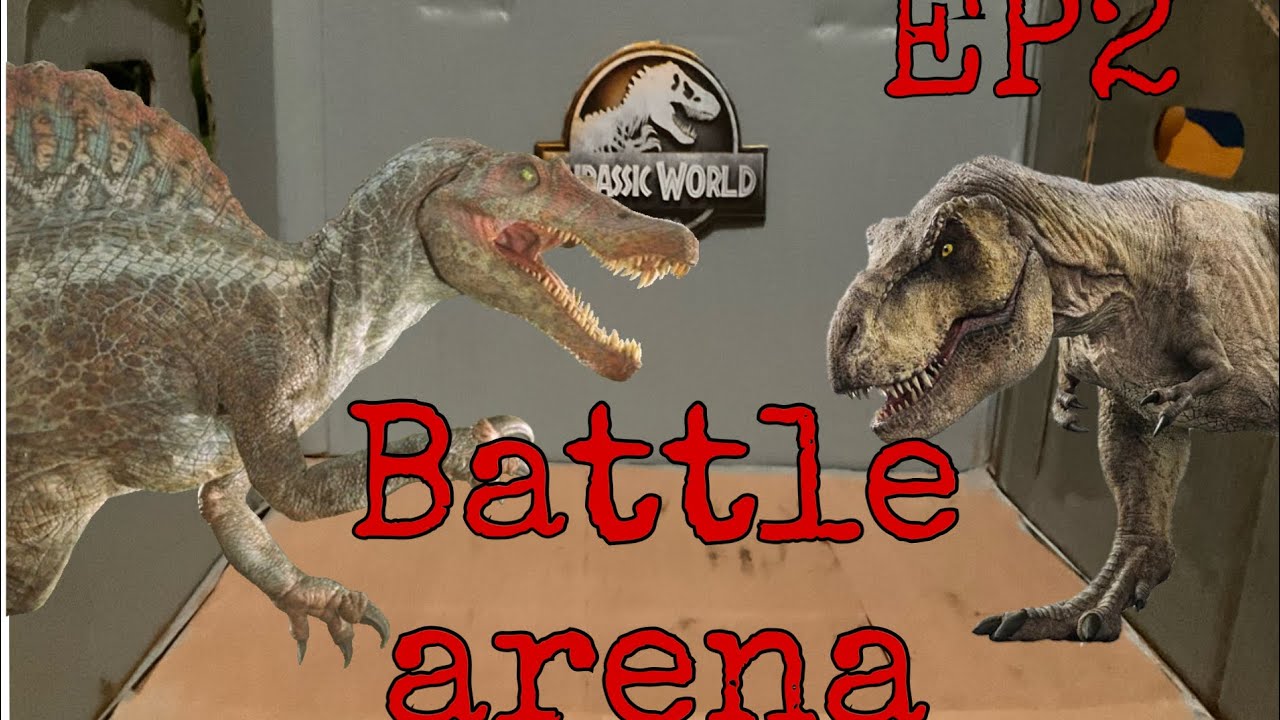 Jurassic world battle arena ep2 spinosaurus vs trex - YouTube