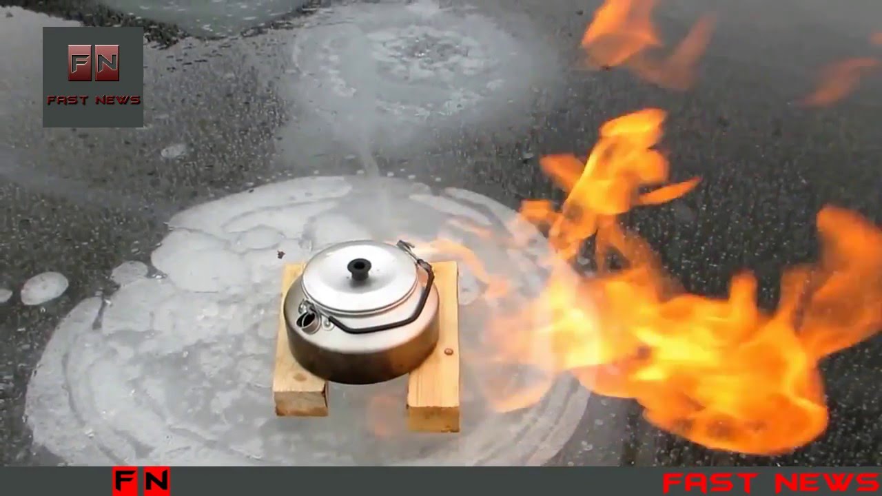 Fun with burning methane on a lake First experiment - YouTube