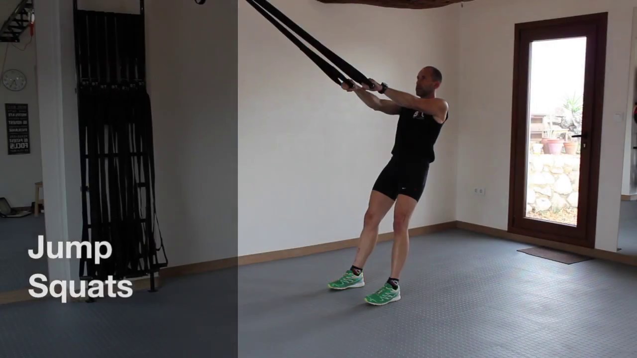 Suspension Bodyweight Trainer Jump Squats - YouTube