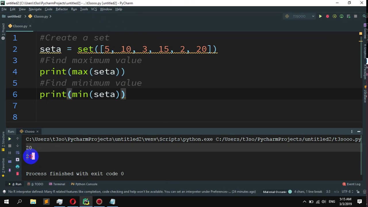How To Find Maximum And The Minimum Value In A Set In Python YouTube