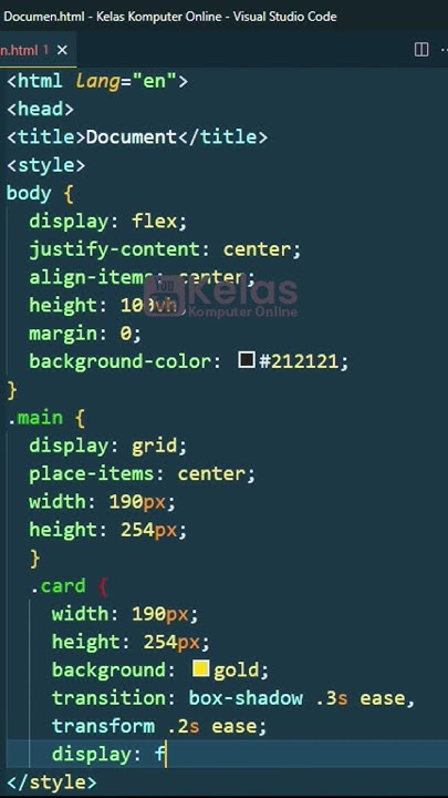 Card Hover Html Css Cssproperty Htmlcss Kelaskomputeronline Youtube