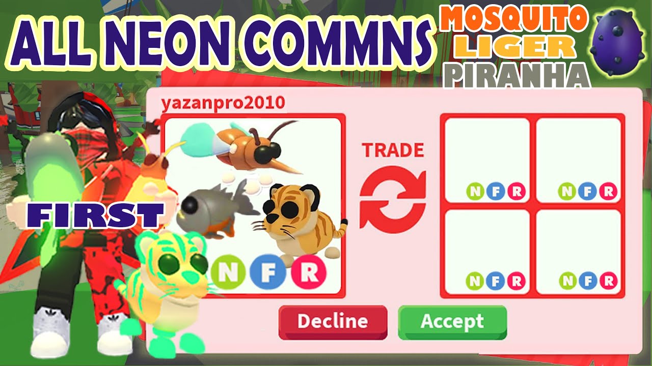 I TRADED *FIRST* ALL NEON COMMONS 🔥🤩 MOSQUITO & LIGER & PIRANHA FROM ...