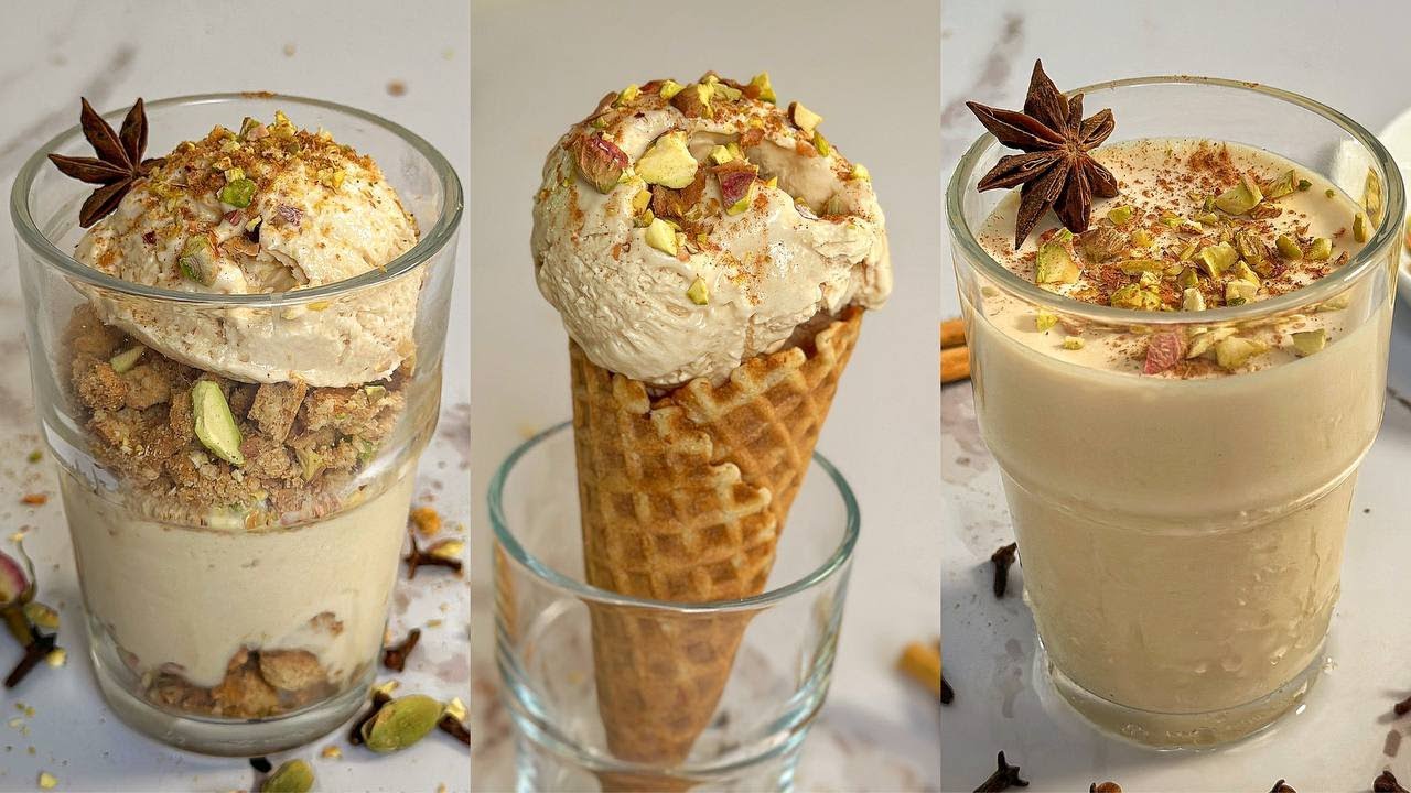 Homemade desi chai ice cream | Masala chai ice cream | Eggless ice ...
