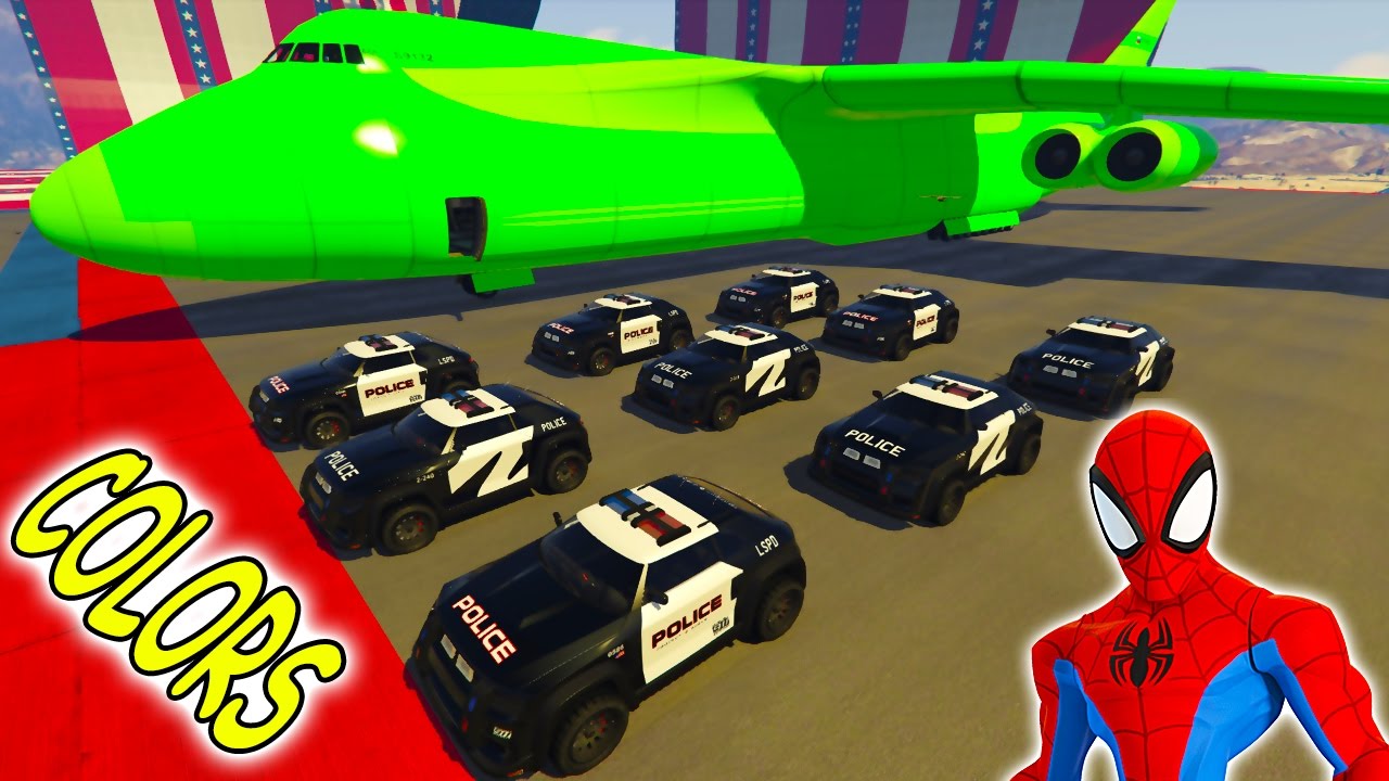 Zootopia Police Cars Transportation on Biggest Airplane with Spiderman ...