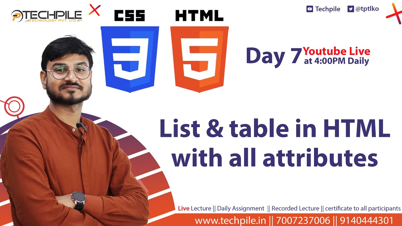 HTML list HTML tables Types Of List In HTML Day 7 YouTube