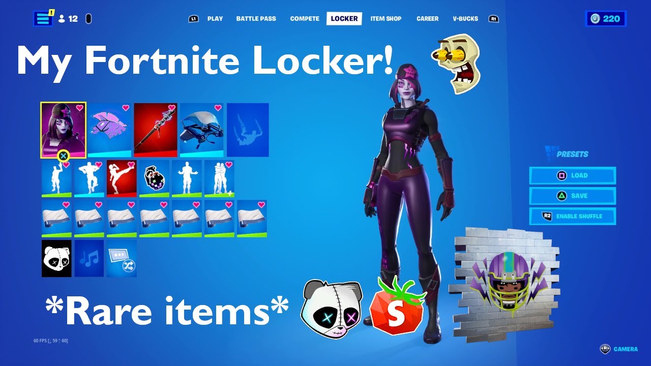 My Fortnite Locker! **RARE ITEMS** (Updated October 2022) - YouTube