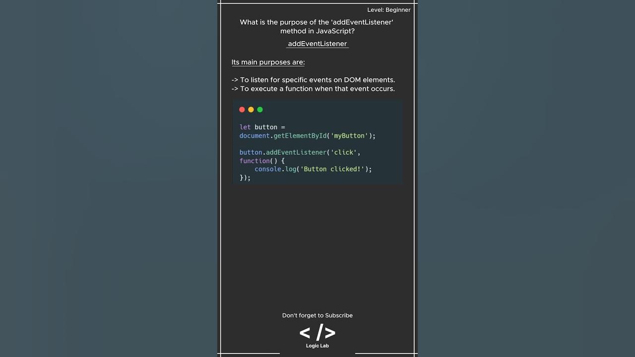 Javascript Interview Question Addeventlistener Javascriptinterview Javascript