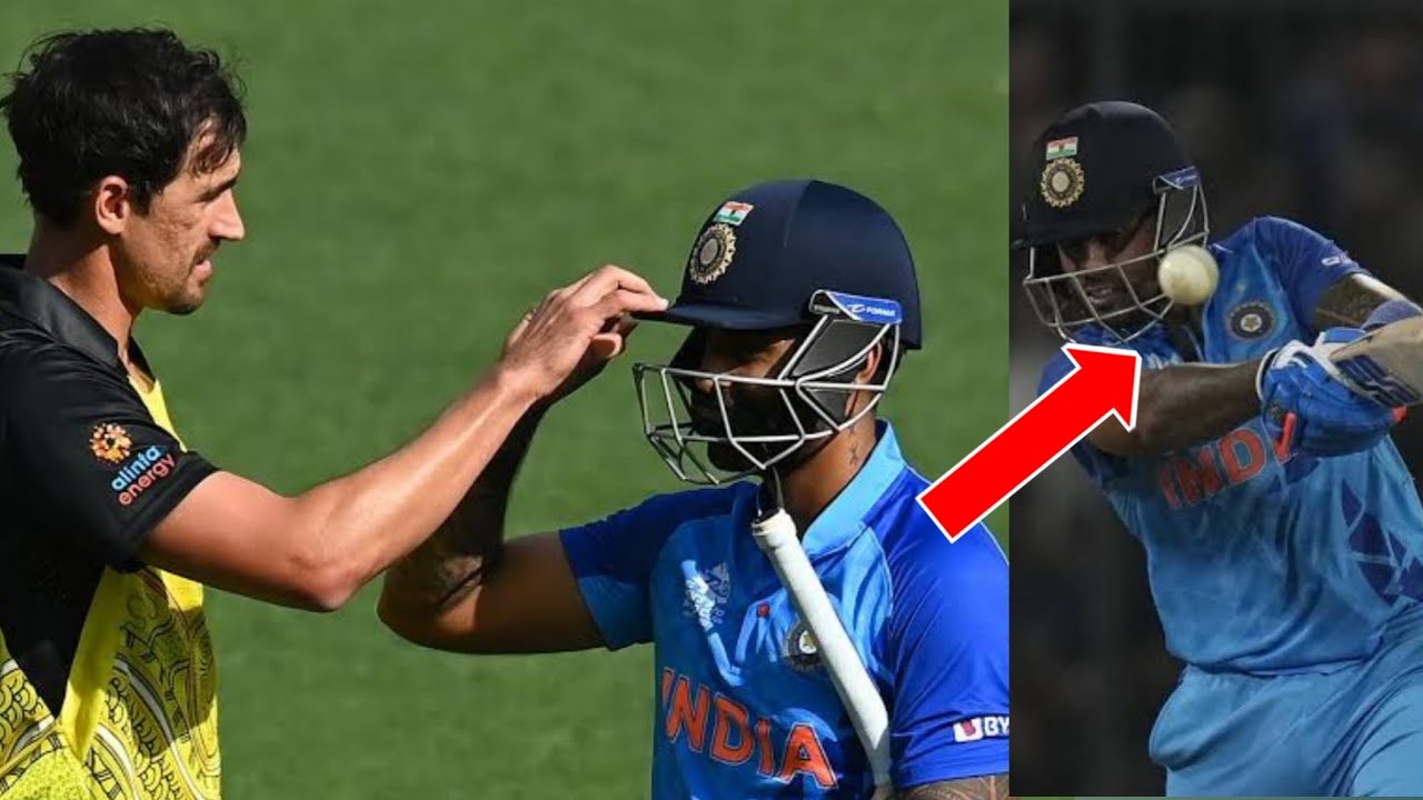 Angry Mitchel Starc hit the ball on Suryakumar yadav helmet in first ...