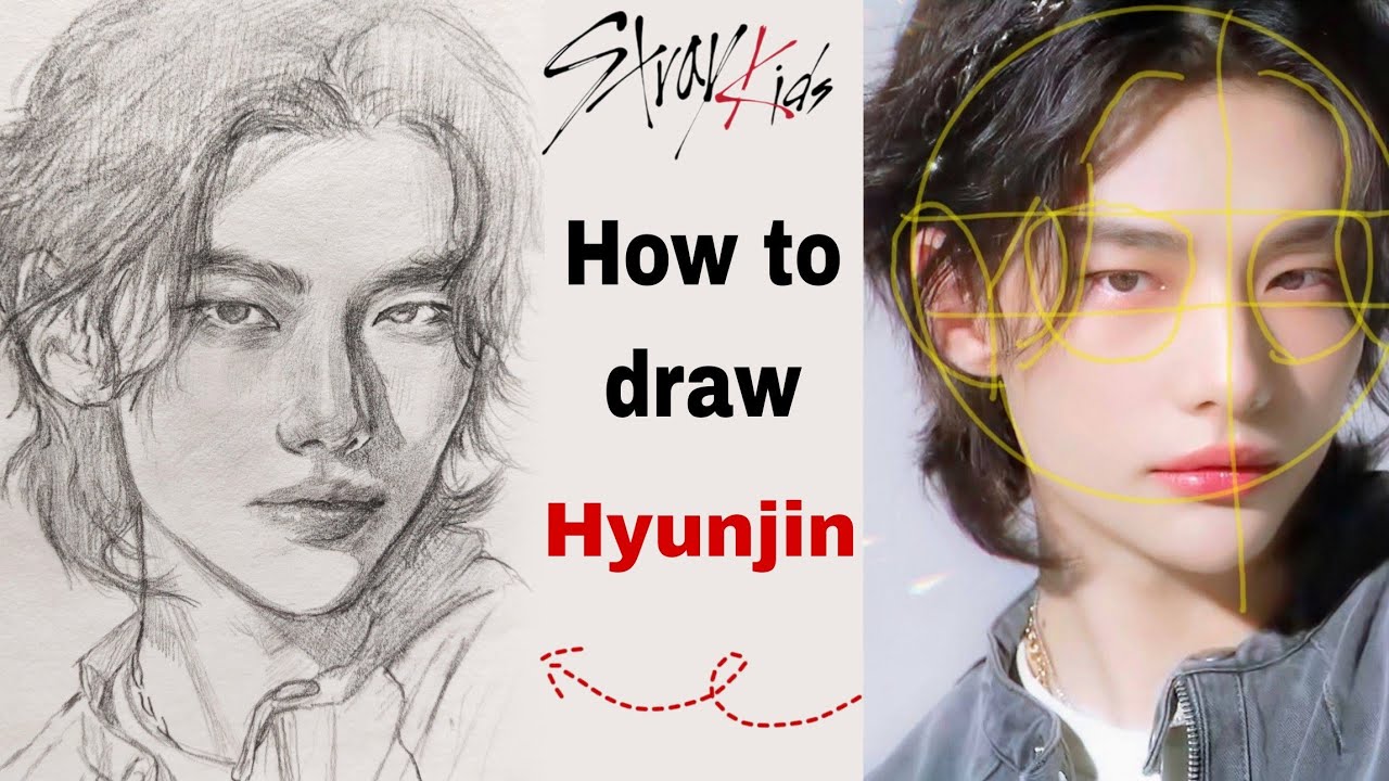 How to draw hyunjin skz step by step - YouTube