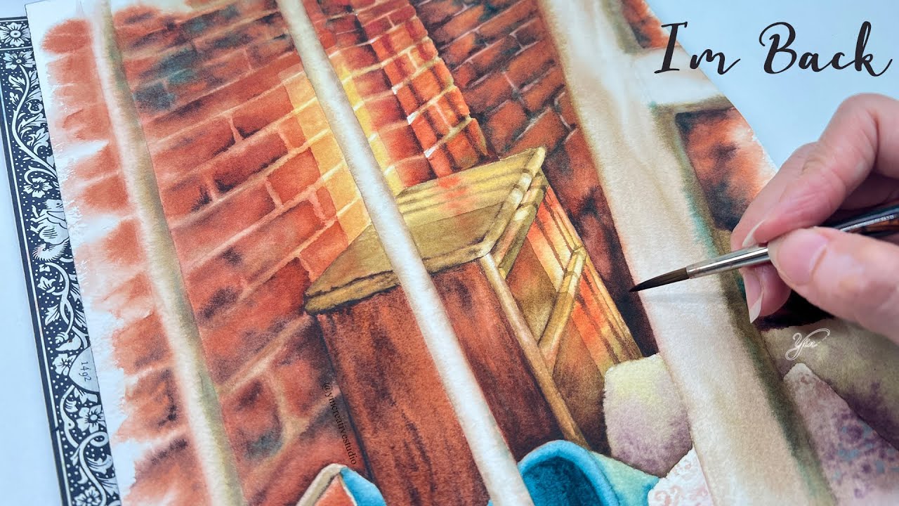 Painting Brick Walls with Light in Watercolor- Vlog+ Tutorials # ...