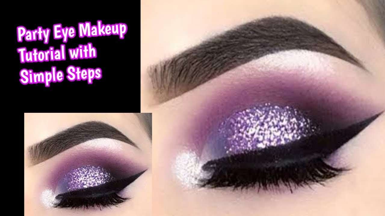 Smokey glitter eye makeup Tutorial ||Step by step easy party | Eye ...