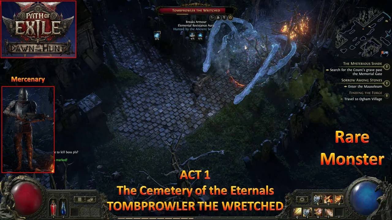 Path of Exile 2 - ACT 1 The Cemetery of the Eternals - Rare Monster ...