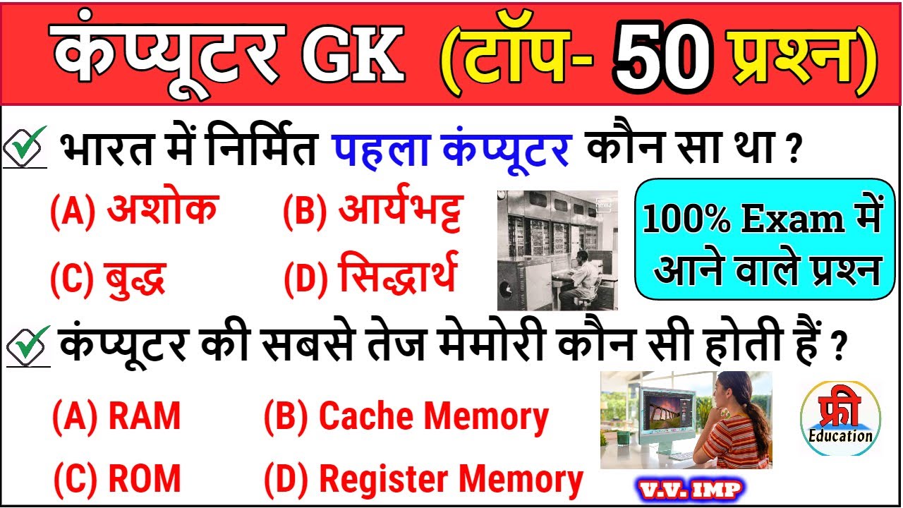 Computer Top 50 Questions | Computer GK in Hindi | Computer Important ...