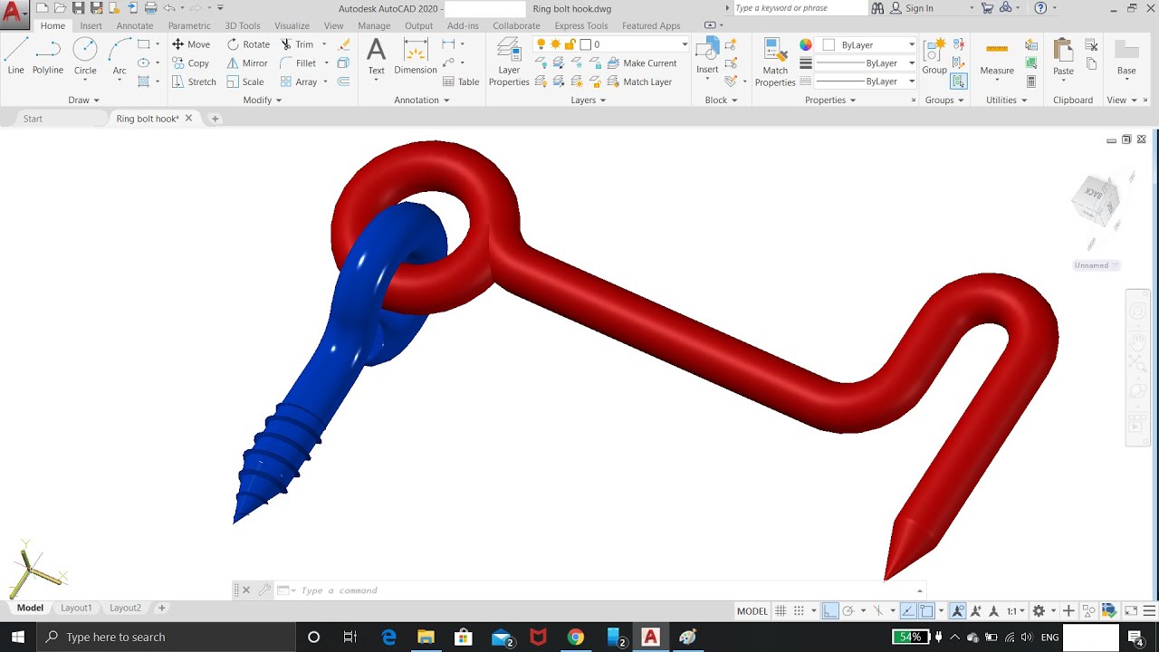 window hook and eye screw modeling in autocad (ⓐⓤⓣⓞⓒⓐⓓⓒⓜⓓ) - YouTube