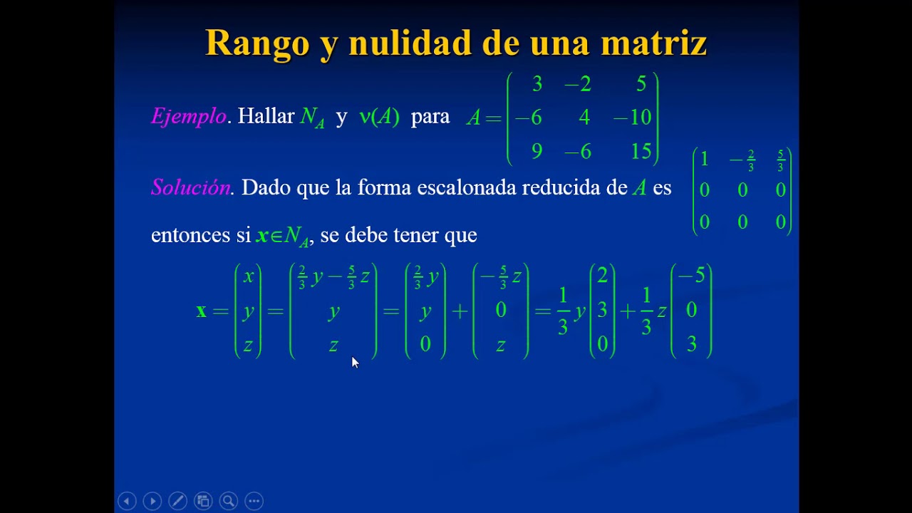Rango Y Nulidad De Una Matriz 1 - YouTube