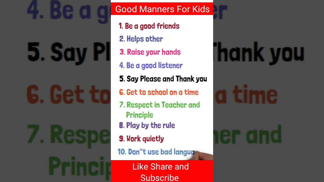 Good Manners At School In English