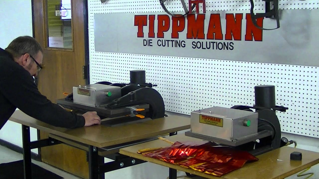 Tippmann Clicker 1500 steel rule die cut press cutting with a .937 ...