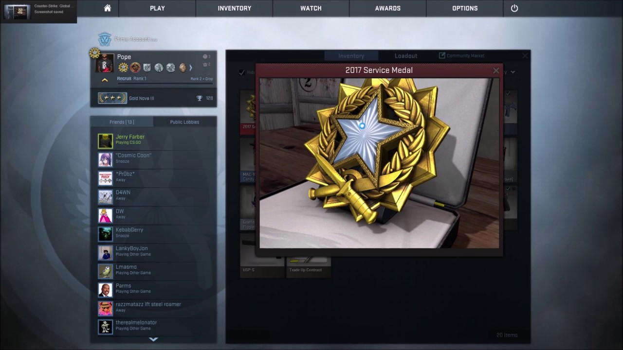 CSGO 2017 Service Medal - YouTube