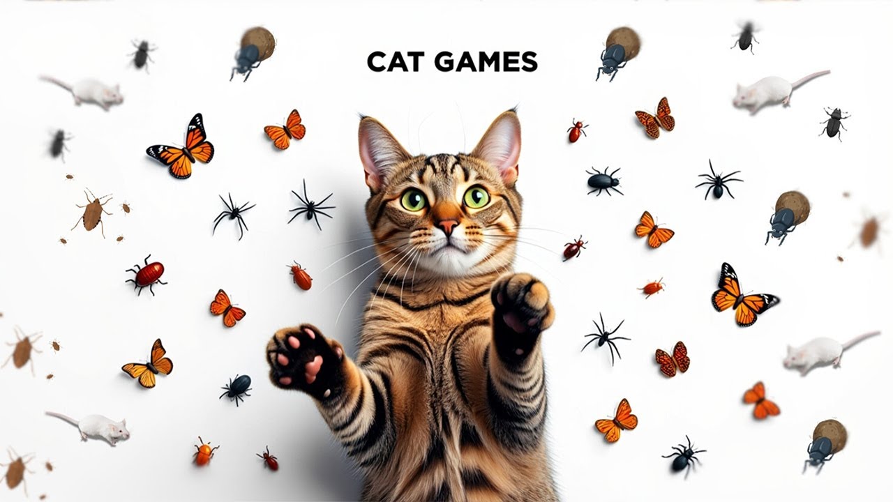 Cat Games Spider Hunt Interactive Screen Entertainment Vol 25 🕷️🕷️🐛🐛 ...