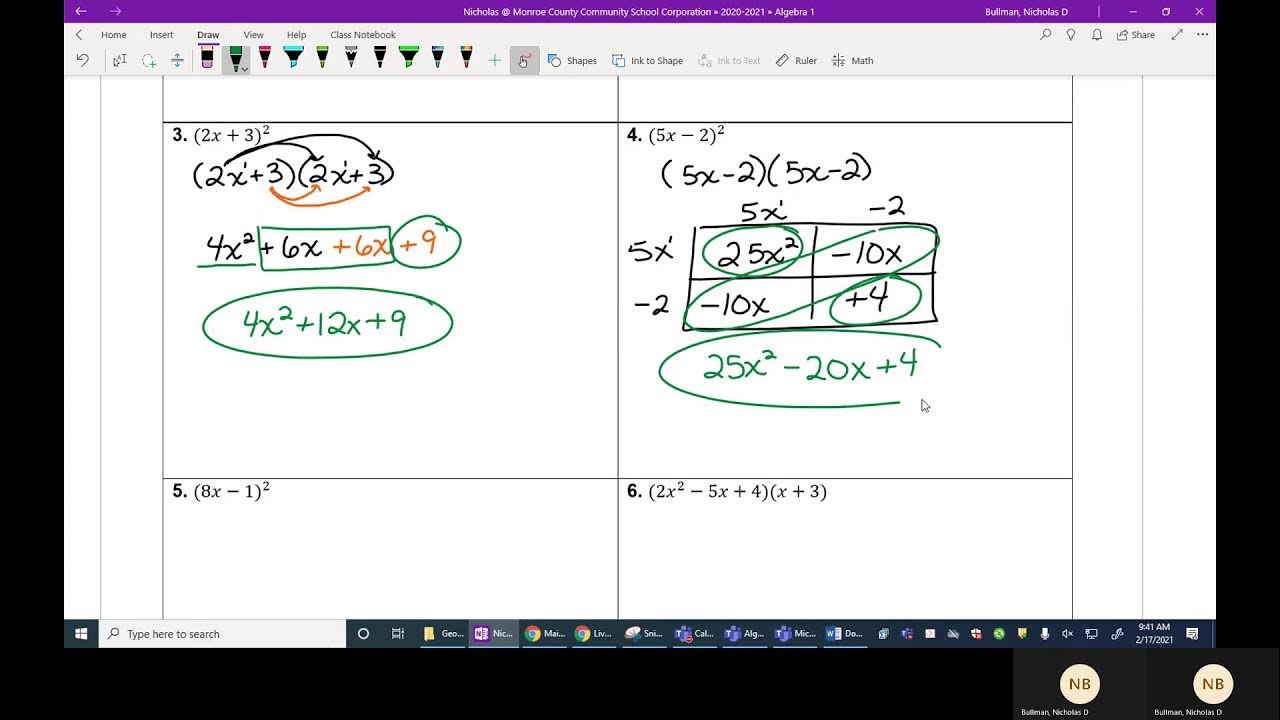 7 4 Multiplying Polynomials Special Cases Notes - YouTube