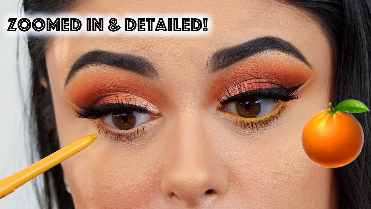 Zoomed In Detailed 🧡Burnt Orange🧡 Eye Look Tutorial! - YouTube