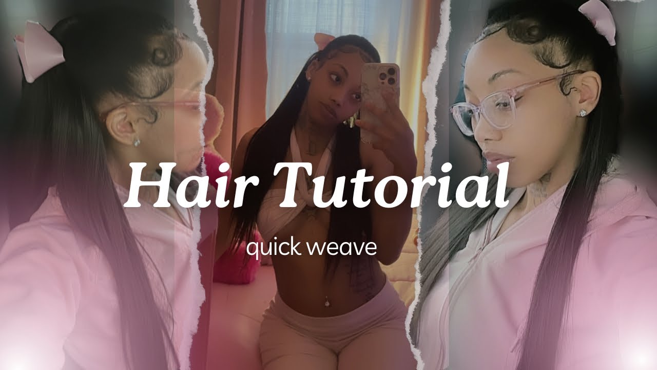 Quick weave tutorial || half up half down *BEGINNER FRIENDLY* 💕 #haircare #tutorial - YouTube