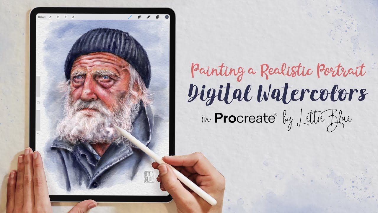TEASER. Painting a Realistic Watercolor Portrait in Procreate: From ...